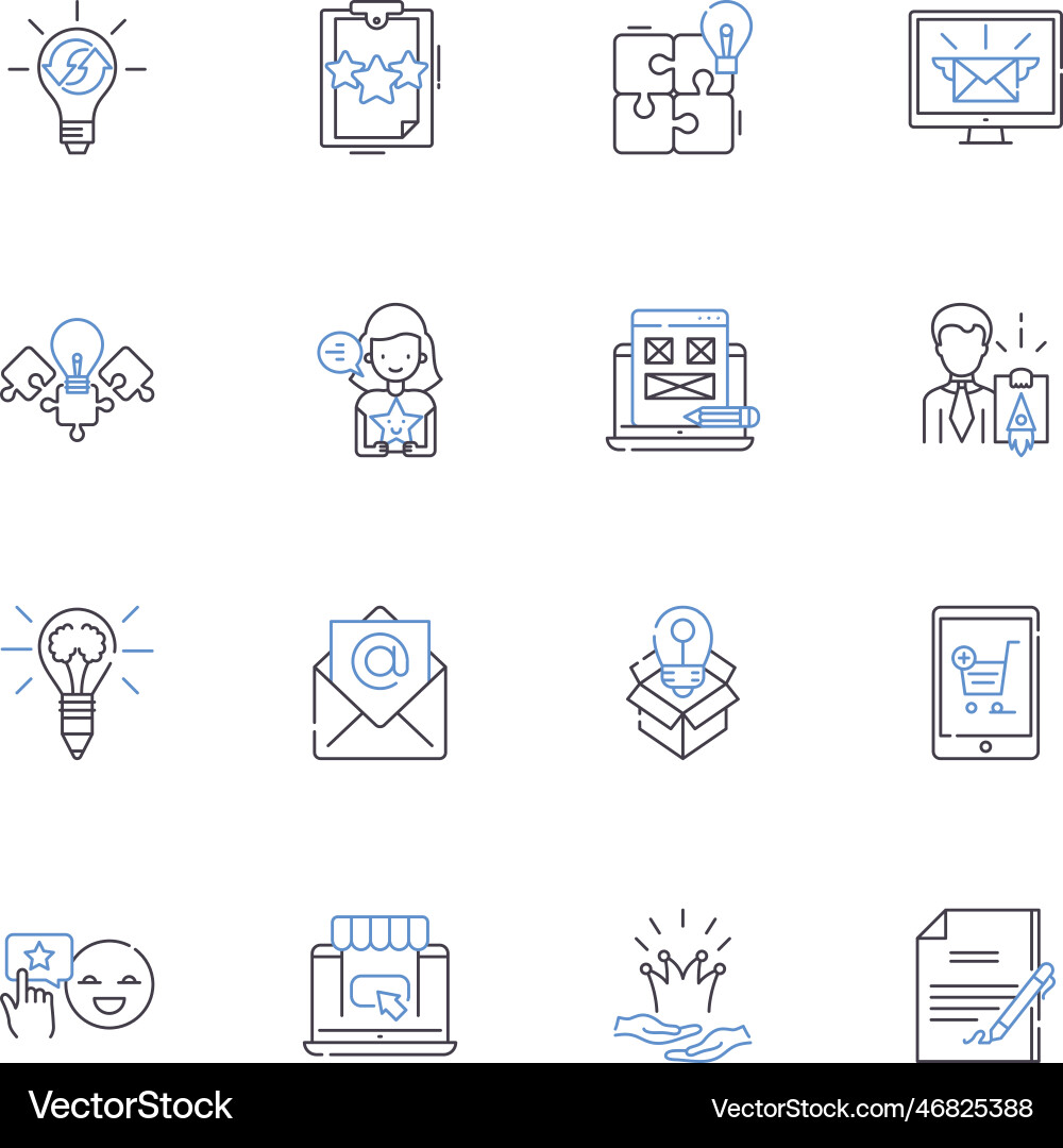 Communication plans line icons collection Vector Image