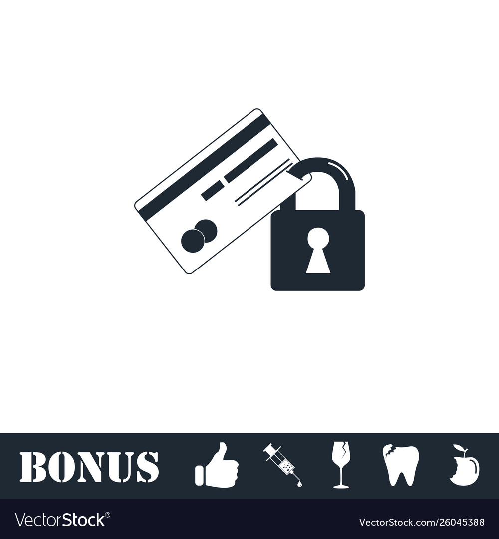 Credit card security icon flat Royalty Free Vector Image