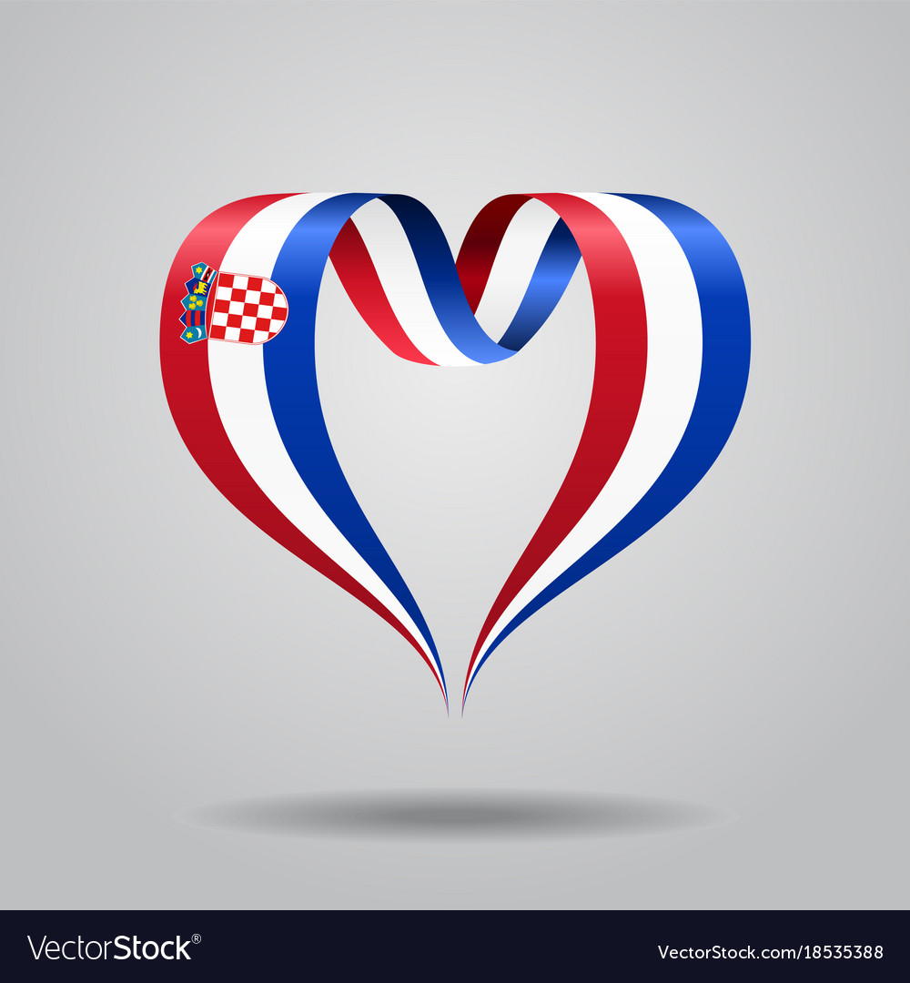 Croatian flag heart-shaped ribbon Royalty Free Vector Image