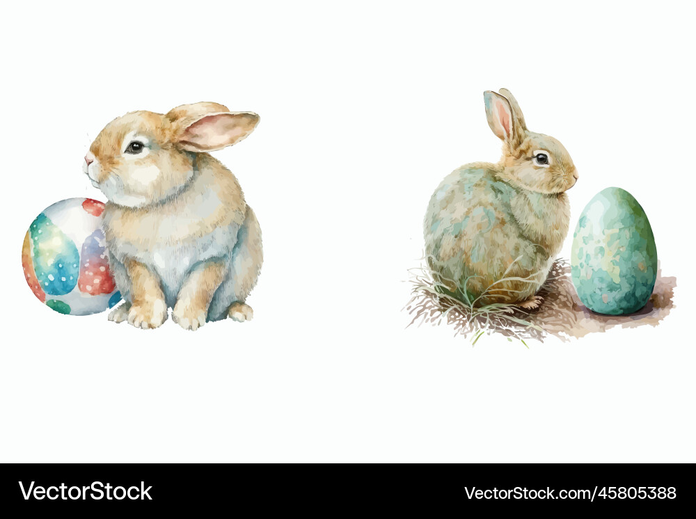 Easter rabbit and egg in the garden hand Vector Image