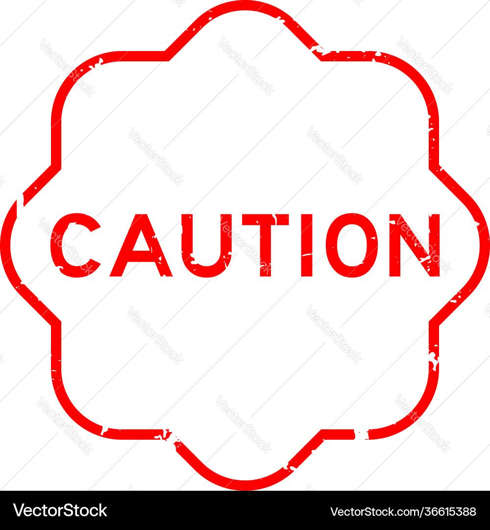 Grunge red caution word rubber seal stamp Vector Image