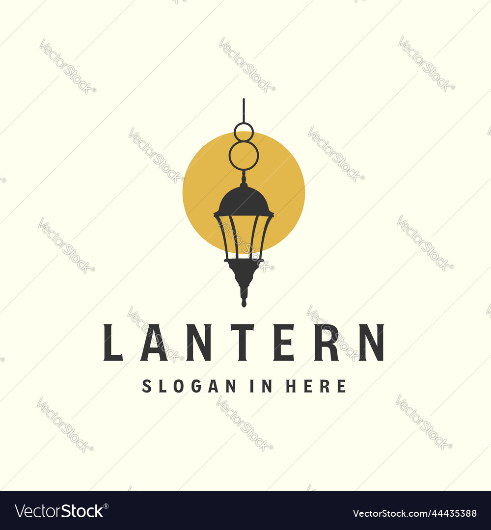 Lantern or lamp with vintage style logo template Vector Image