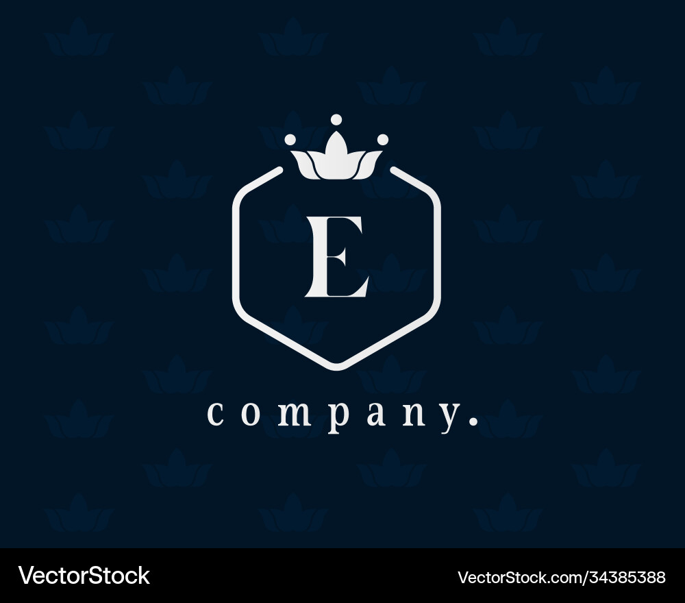 Letter e laurel and crown logo royal style Vector Image