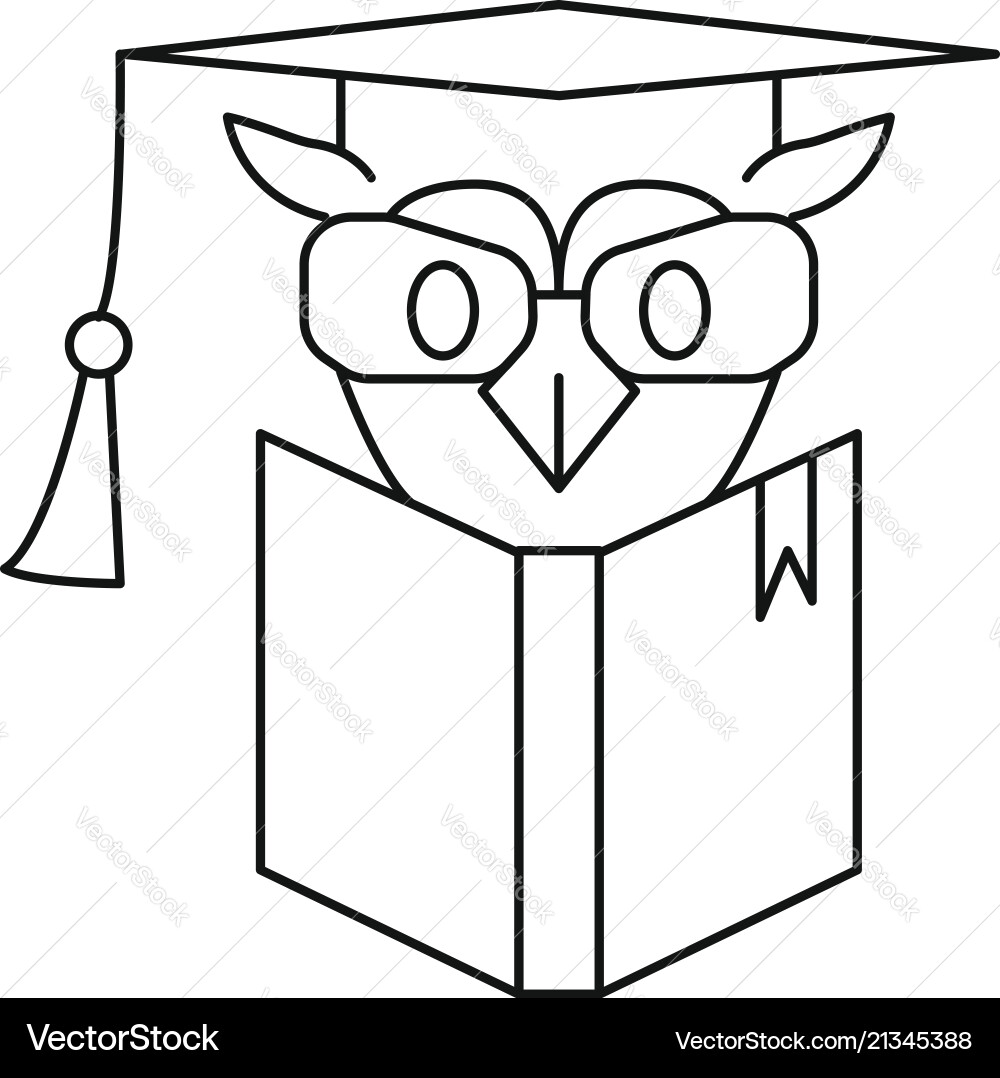 Owl book icon outline style Royalty Free Vector Image