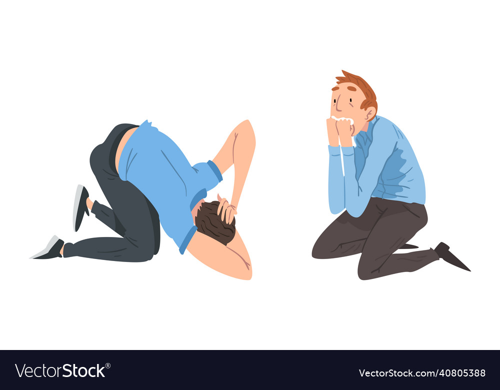 Panicked man afraid of something sitting Vector Image Panicked man afraid of something sitting Vector Image