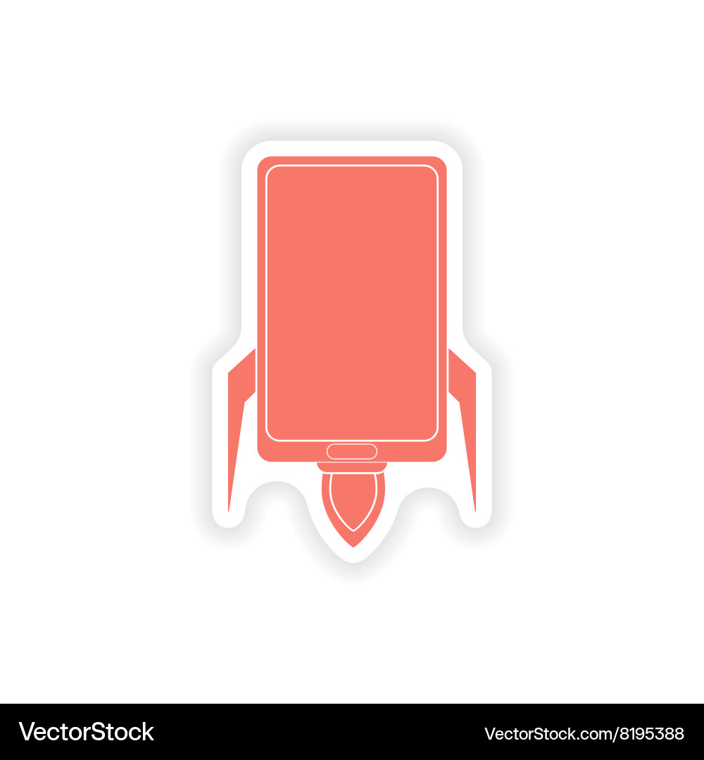 Paper sticker on white background mobile phone Vector Image