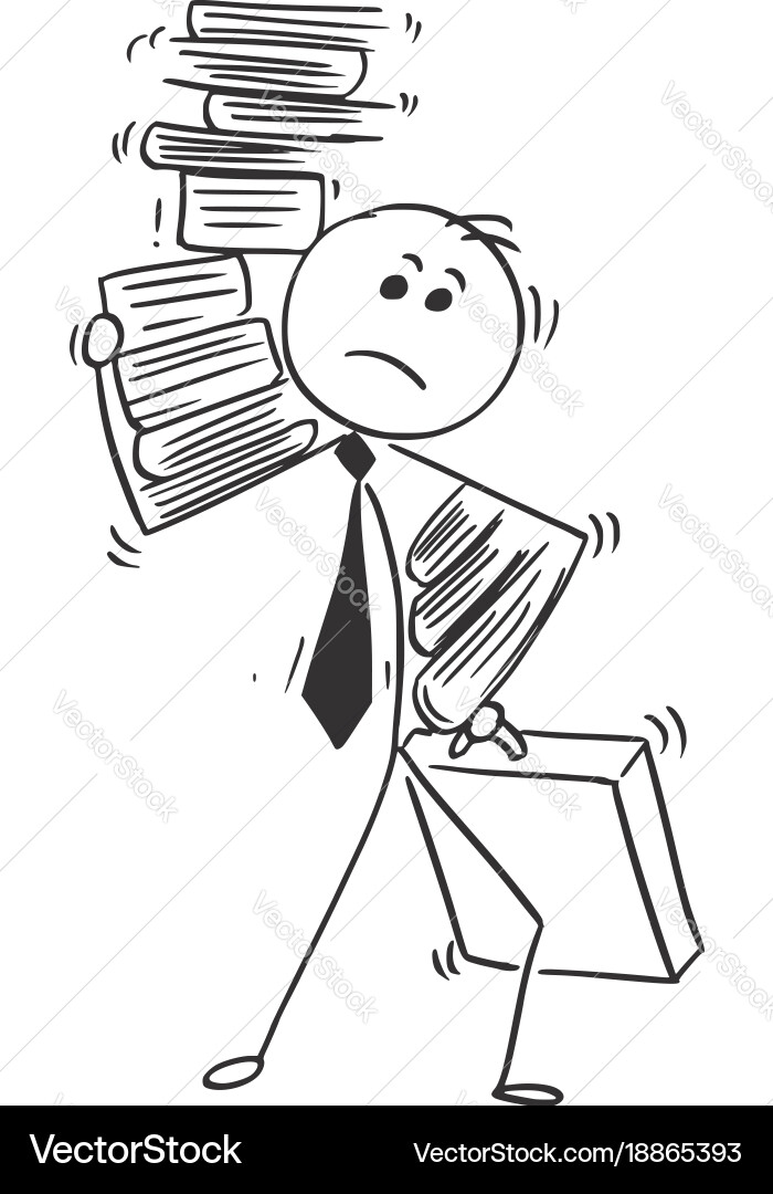 Businessman carry load paper work folders Vector Image