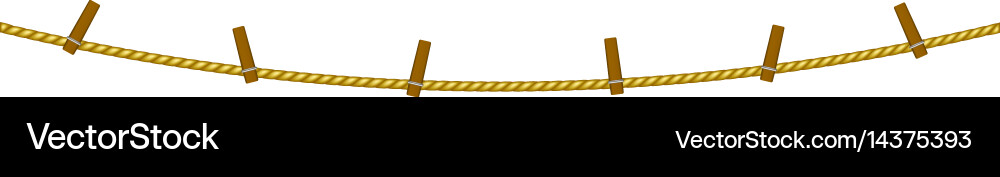 Clothespins on rope in brown design Royalty Free Vector