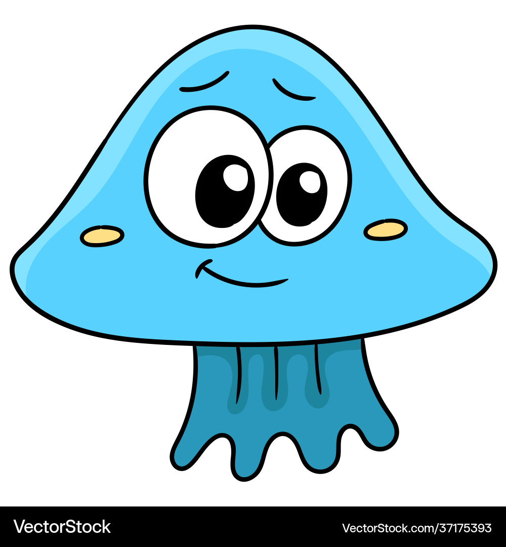 Cute mushroom head emoticon with smiling face Vector Image