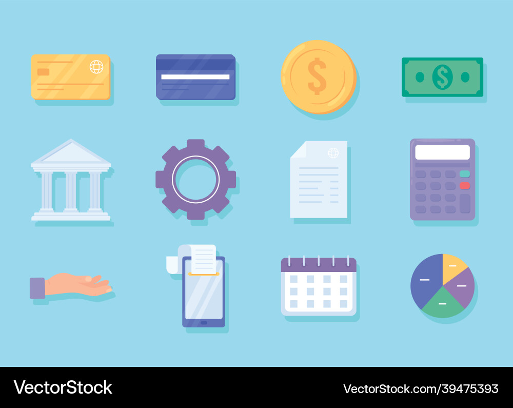 Financial payment icons set Royalty Free Vector Image