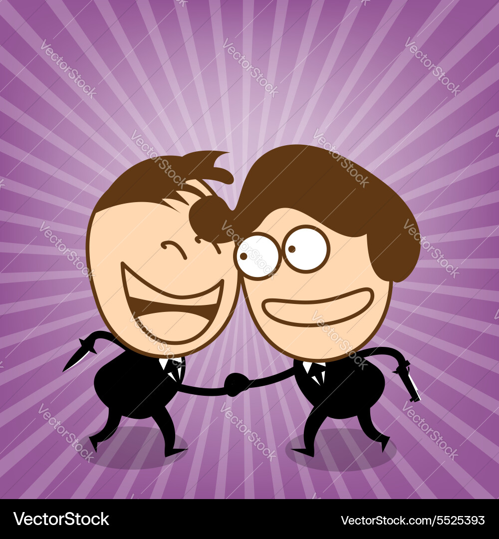 Two cute businessman check hand in conceal Vector Image