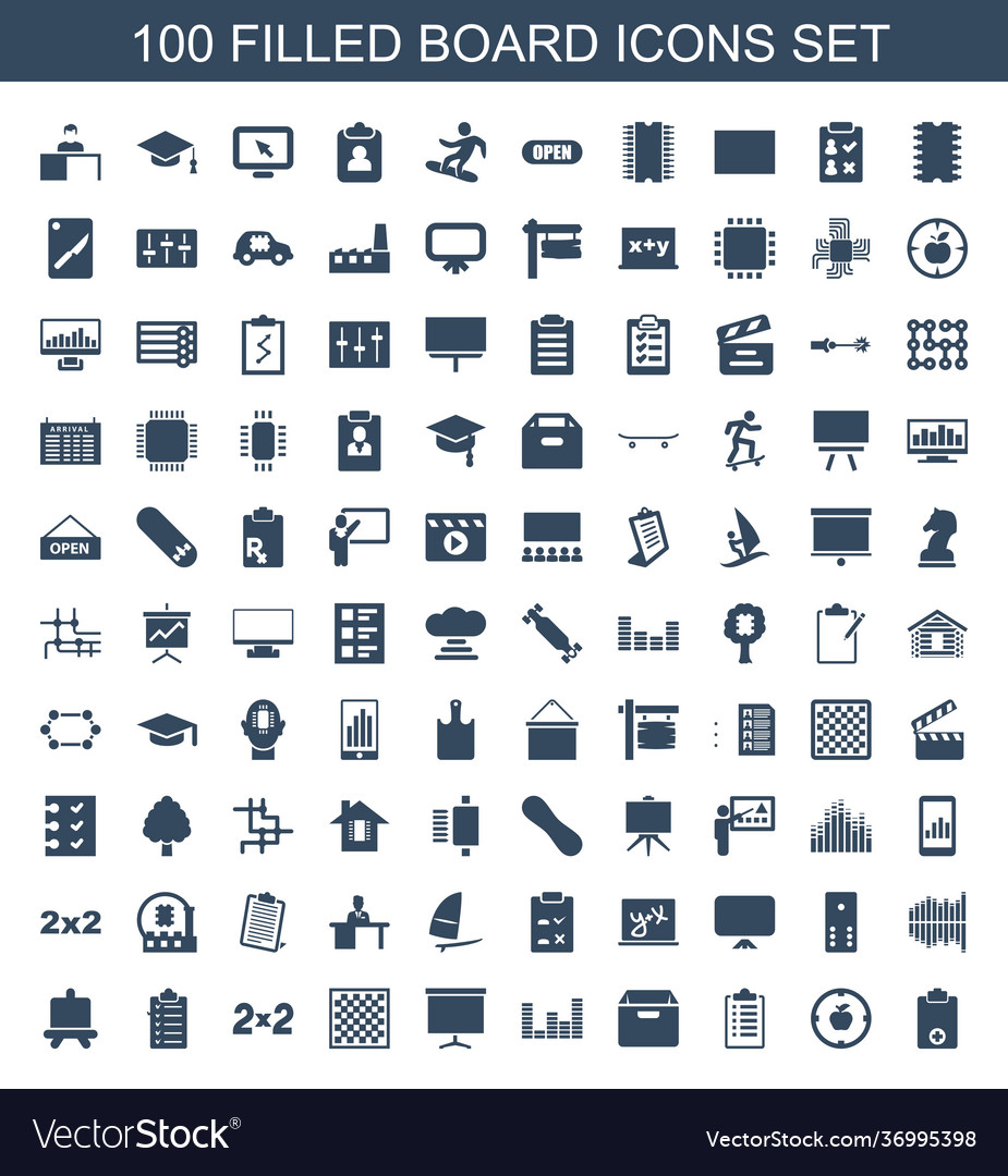 100 board icons Royalty Free Vector Image - VectorStock
