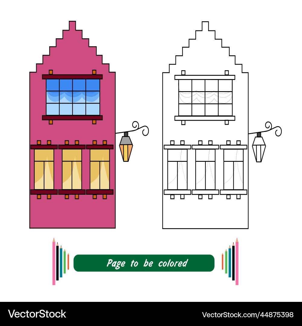 Building coloring book for kids Royalty Free Vector Image