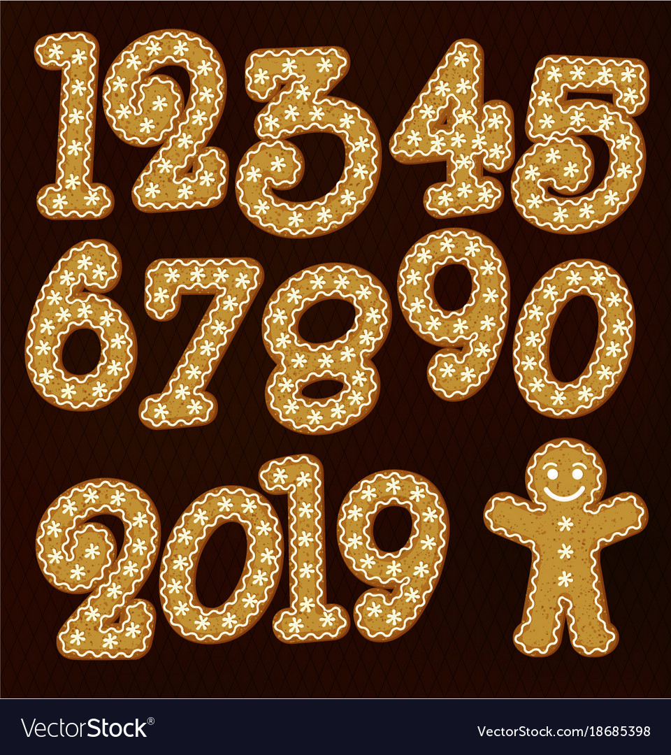 Christmas gingerbread numbers gingerman Royalty Free Vector