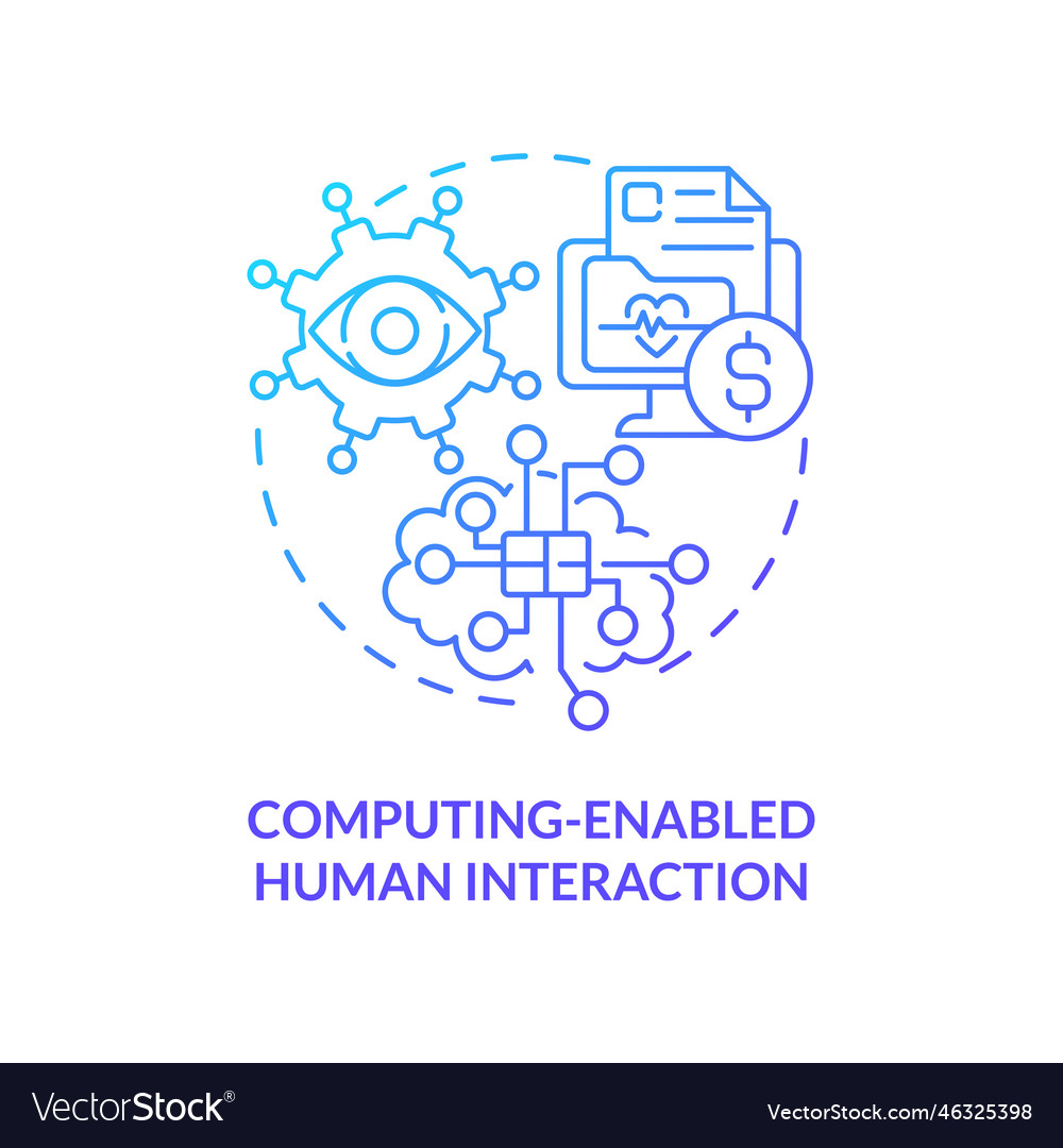 Computing enabled human interaction blue gradient Vector Image
