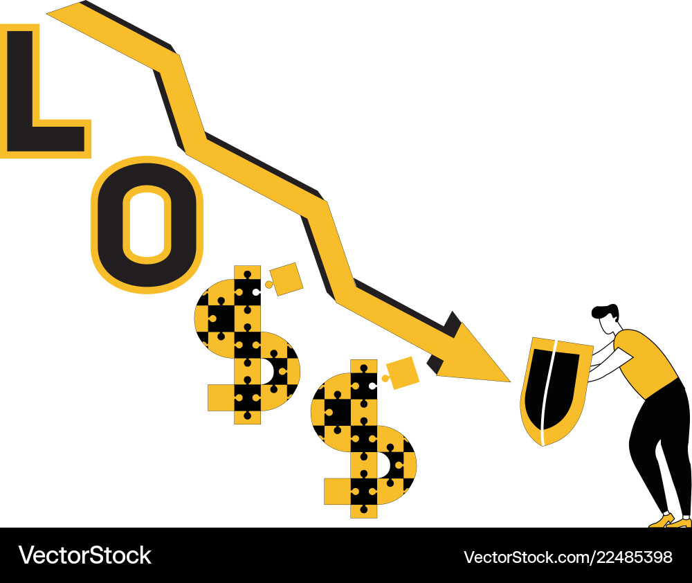 Creative word concept loss and man holding Vector Image