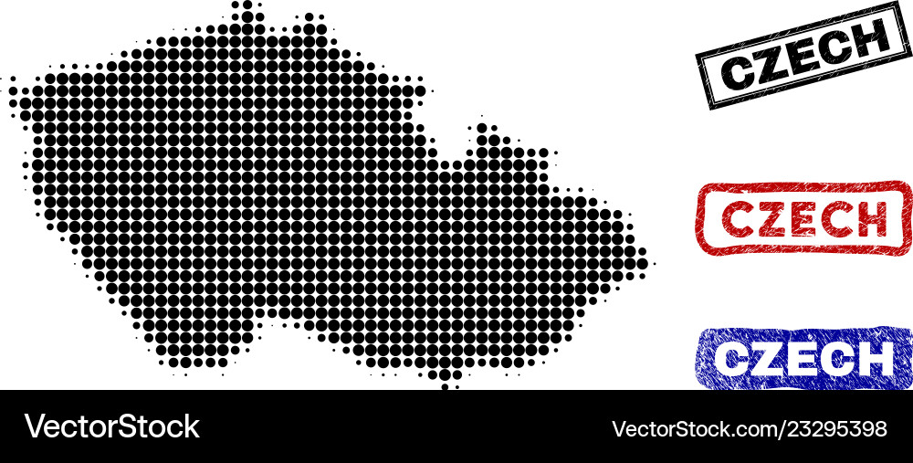 Czech map in halftone dot style with grunge Vector Image