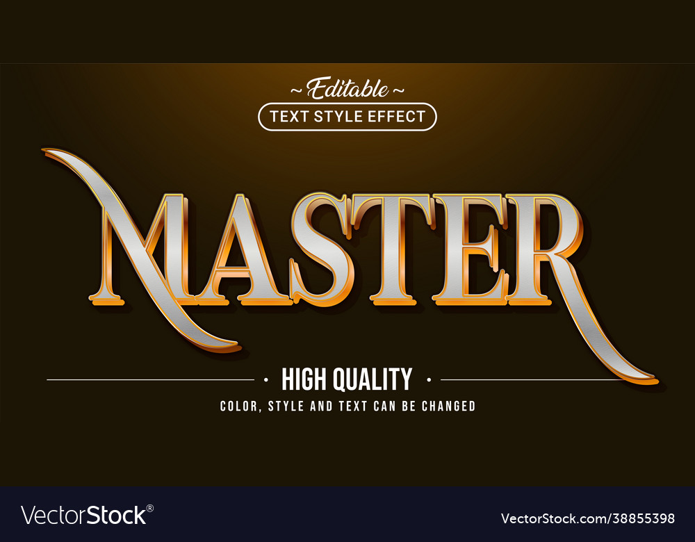 Editable text style effect - master Royalty Free Vector