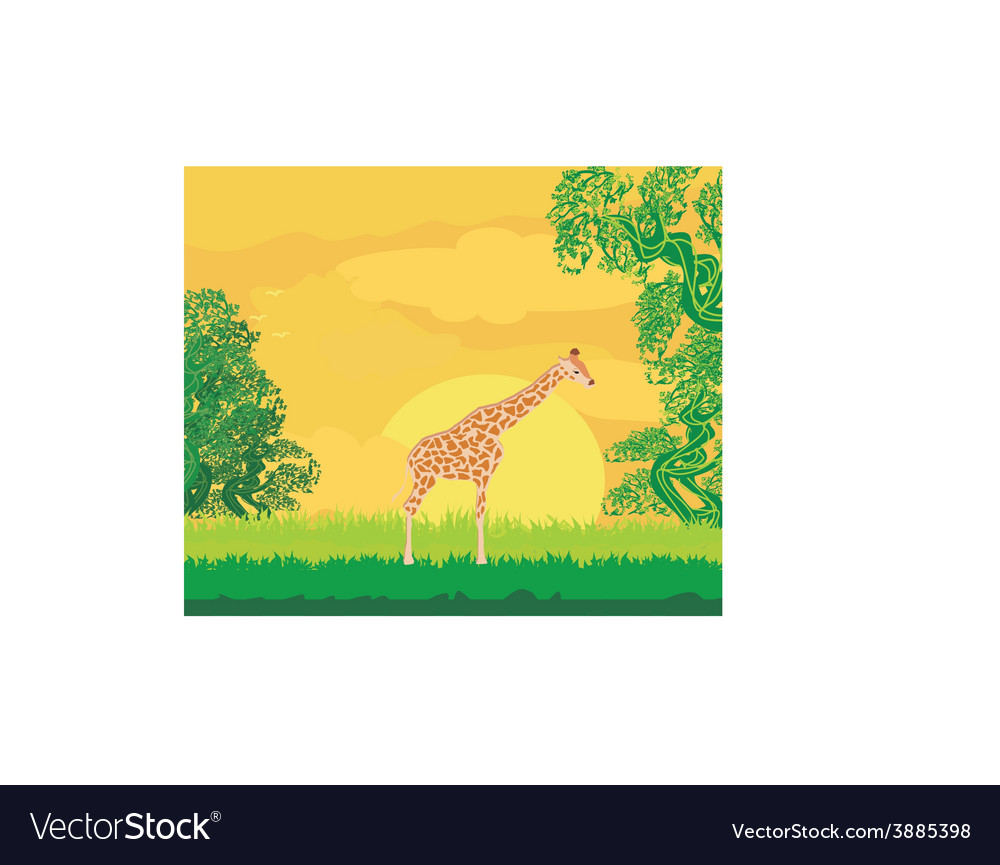 Giraffe in jungle landscape Royalty Free Vector Image