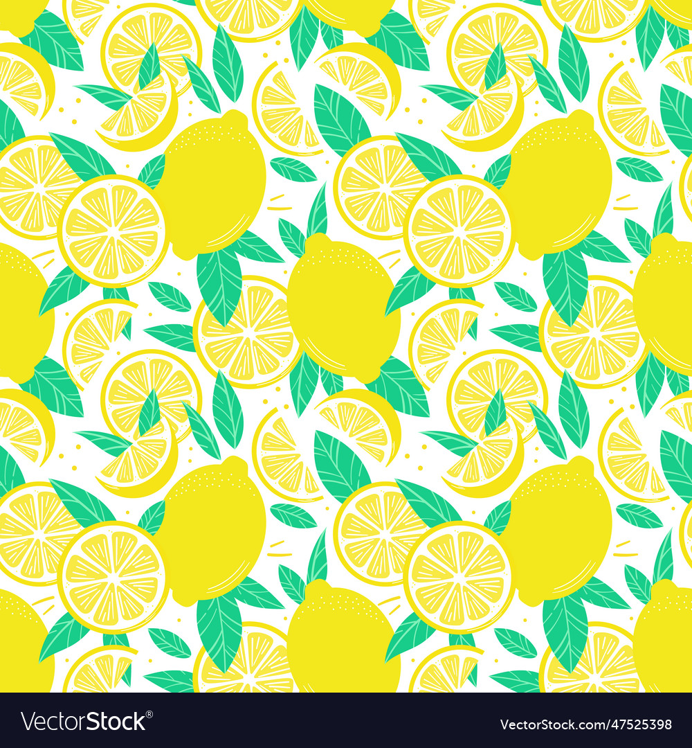 Lemon pattern citrus fruit seamless repeating Vector Image