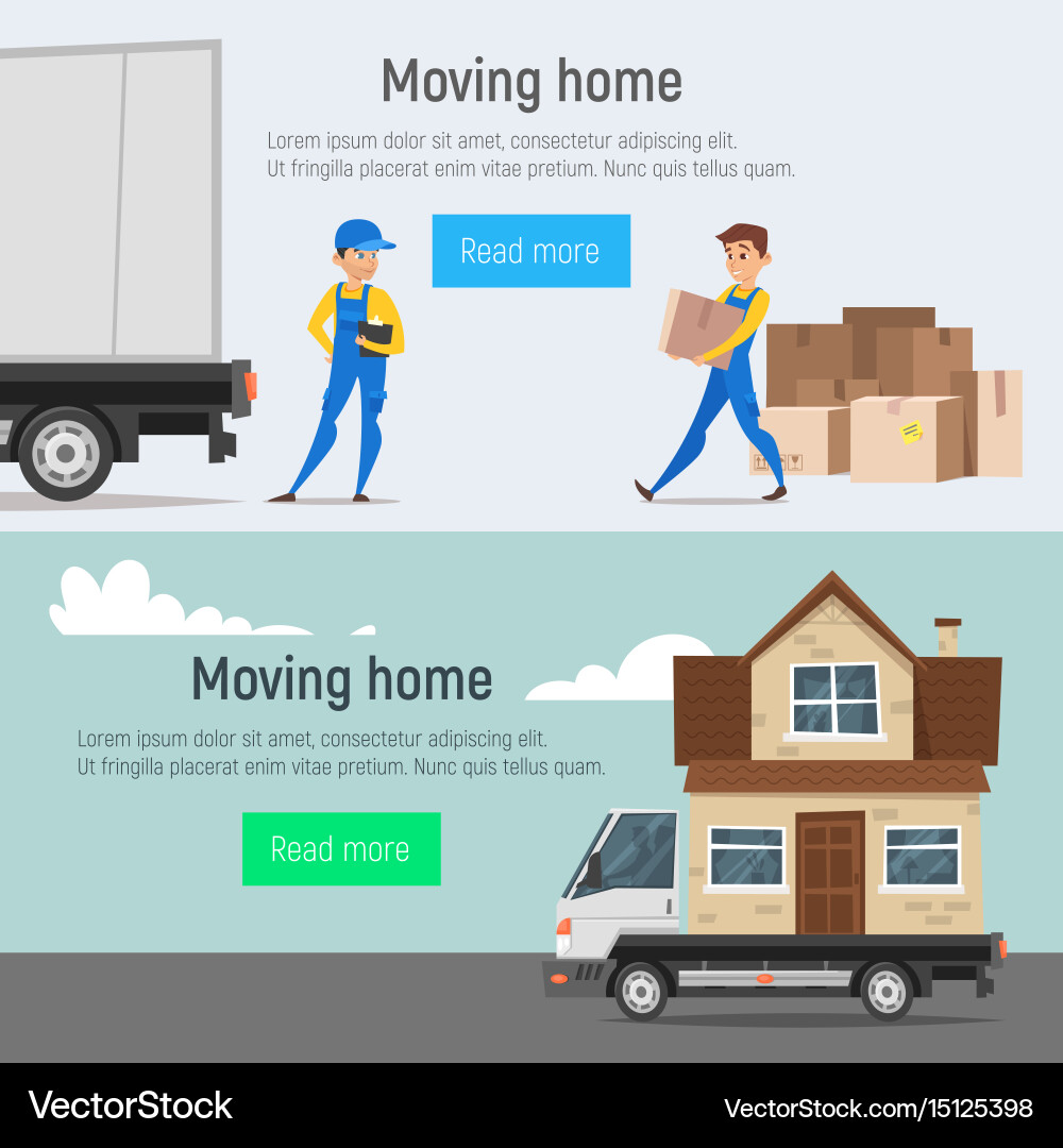 Moving Movers Home Transport Banners Royalty Free Vector