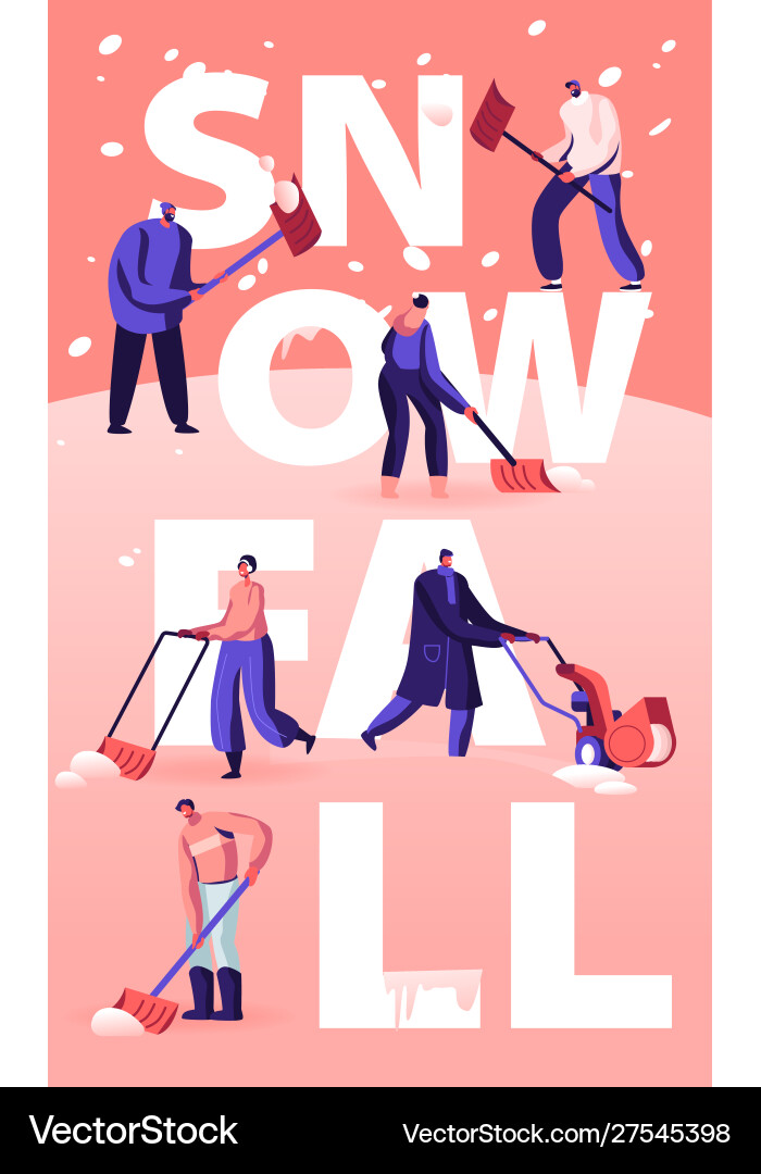 People enjoying snowfall concept happy characters Vector Image