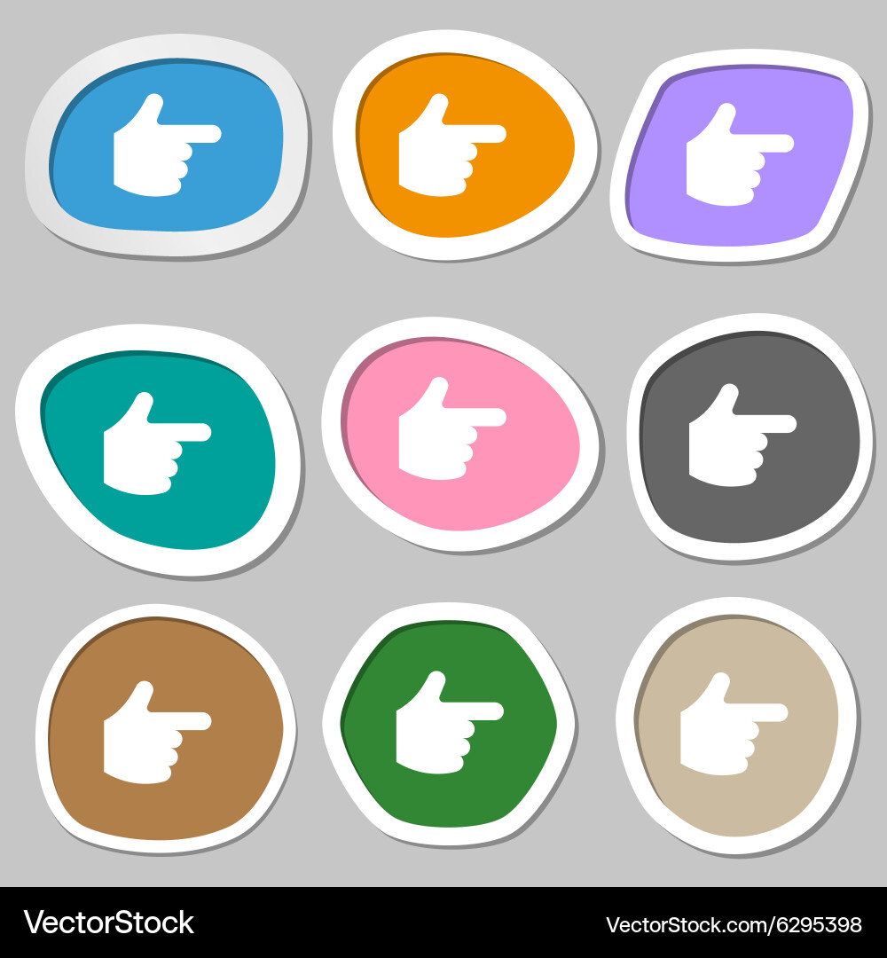 Pointing hand icon symbols multicolored paper Vector Image