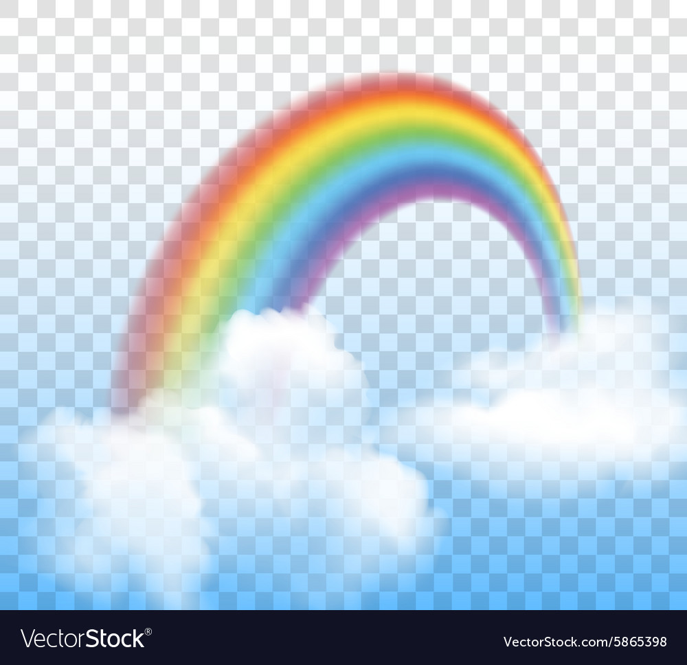 Rainbow with clouds transparent Royalty Free Vector Image