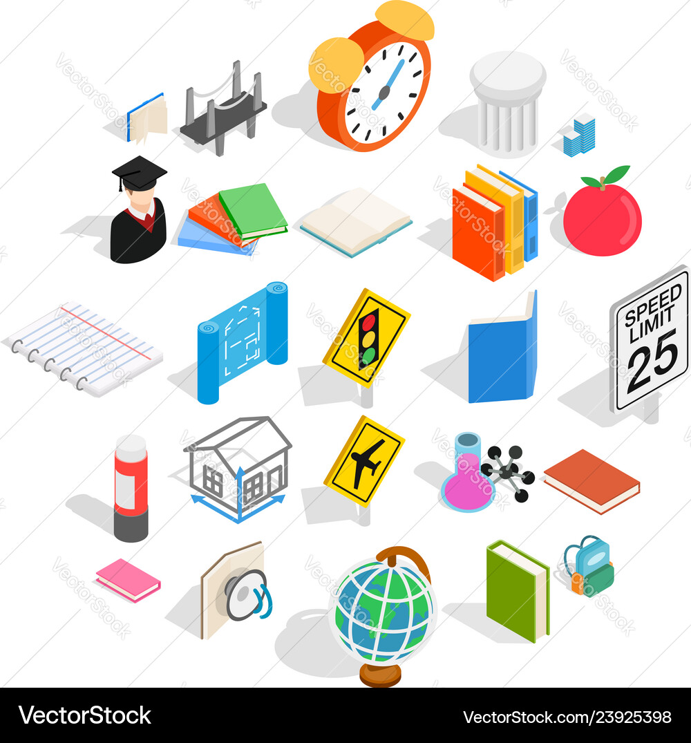 Scientific approach icons set isometric style Vector Image