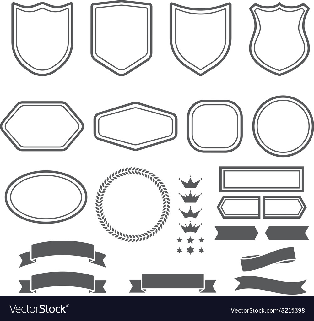Set elements ribbons and emblem forms Royalty Free Vector