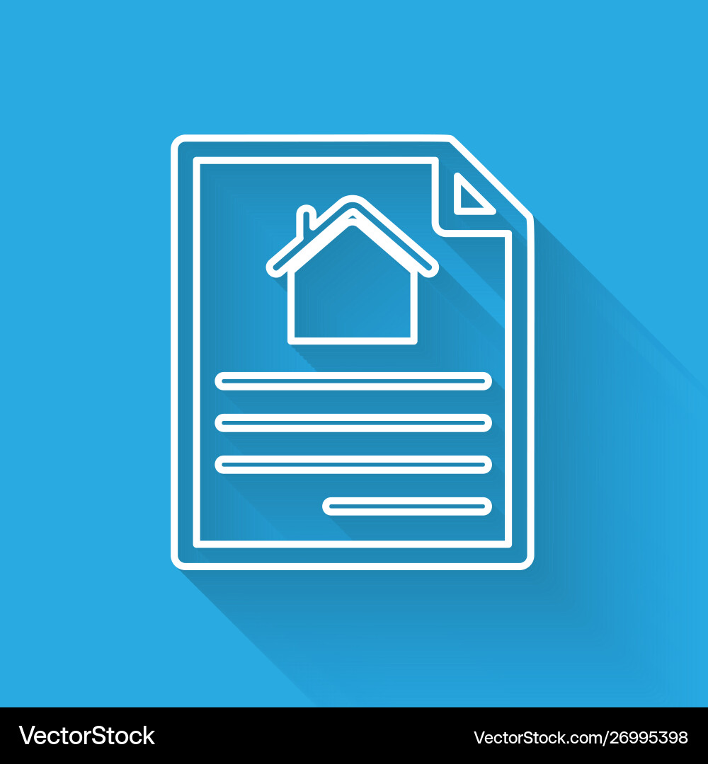 White line house contract icon isolated with long Vector Image