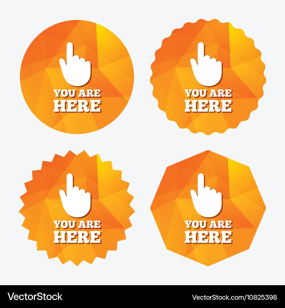 You are here sign icon info speech bubble Vector Image