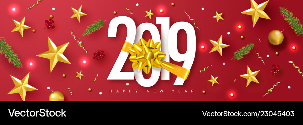 2019 happy new year universal red Royalty Free Vector Image