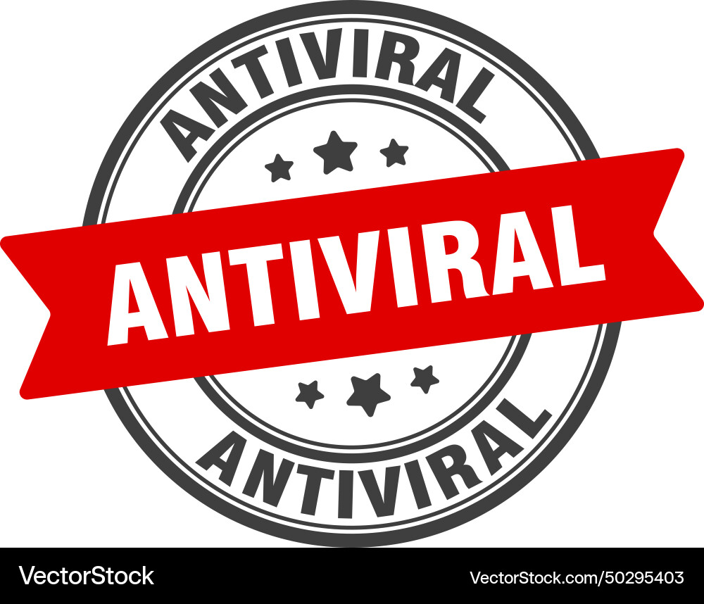 Antiviral stamp label on transparent Royalty Free Vector
