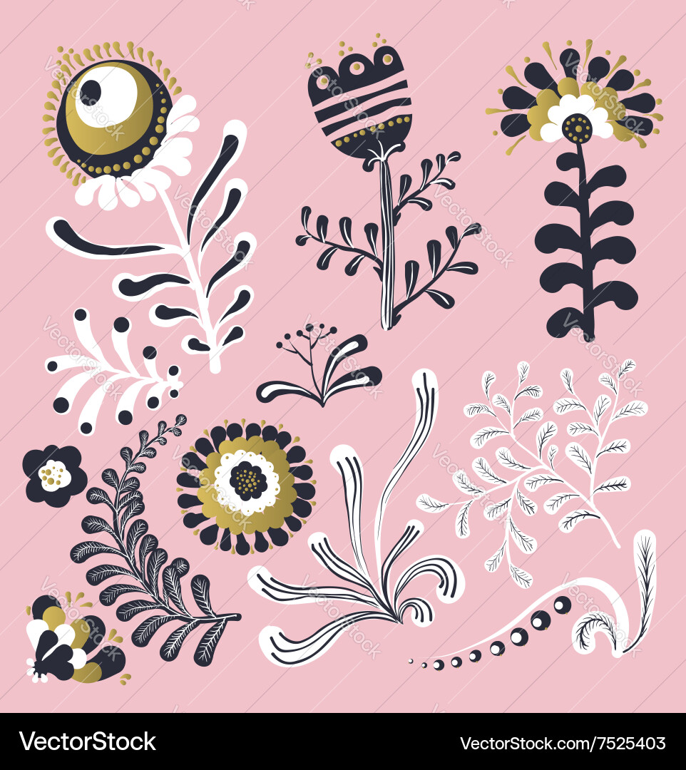 Big set of floral graphic design elements Vector Image