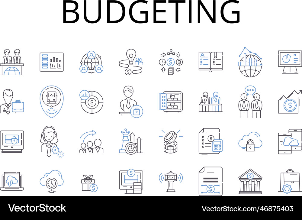 Budgeting line icons collection accounting Vector Image