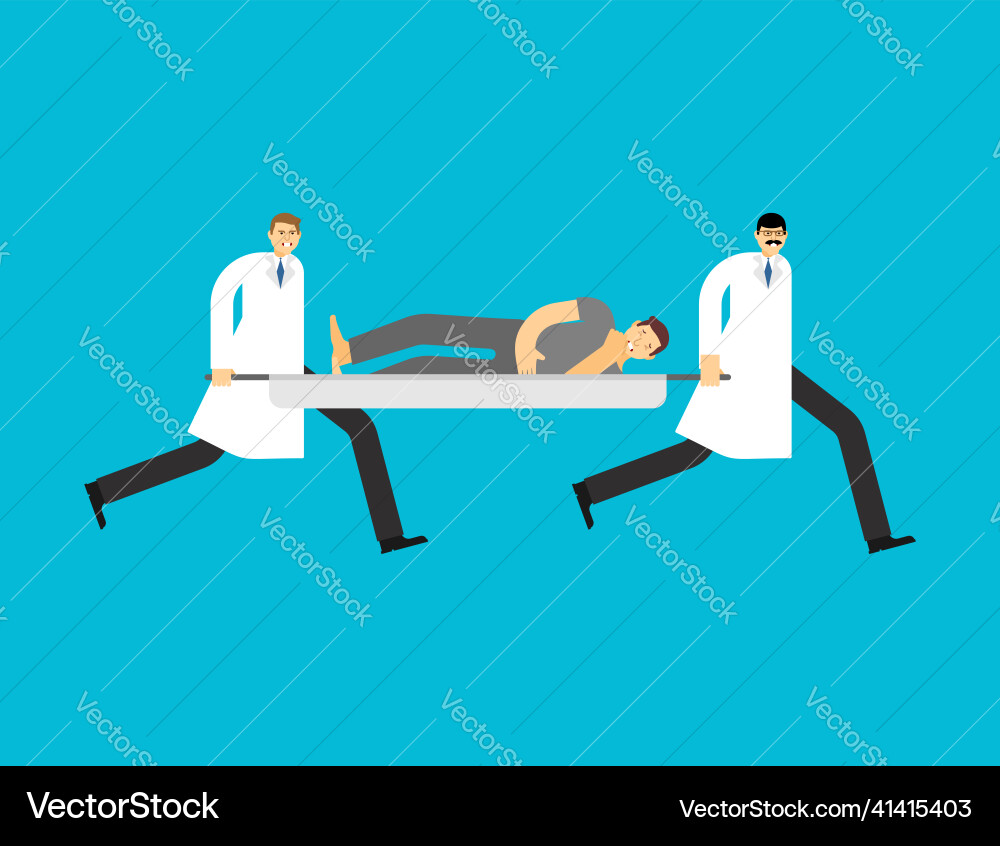 Doctors carry patient on stretcher transportation Vector Image