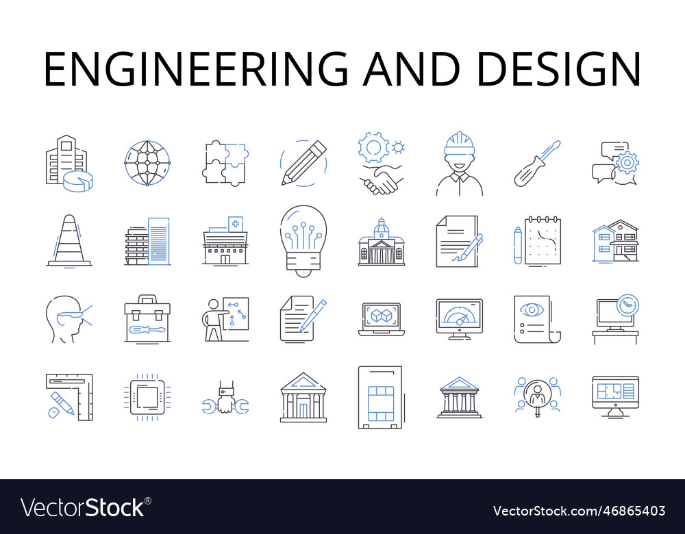 Engineering and design line icons collection Vector Image