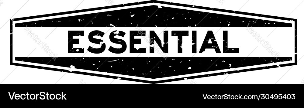 Grunge black essential word hexagon rubber seal Vector Image