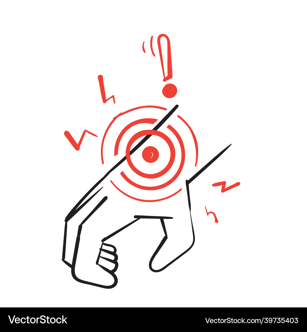 Hand drawn doodle wrist pain isolated Royalty Free Vector