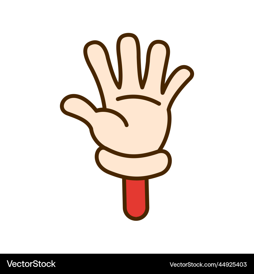 Hi or hello hand gesture in comic cartoon style Vector Image