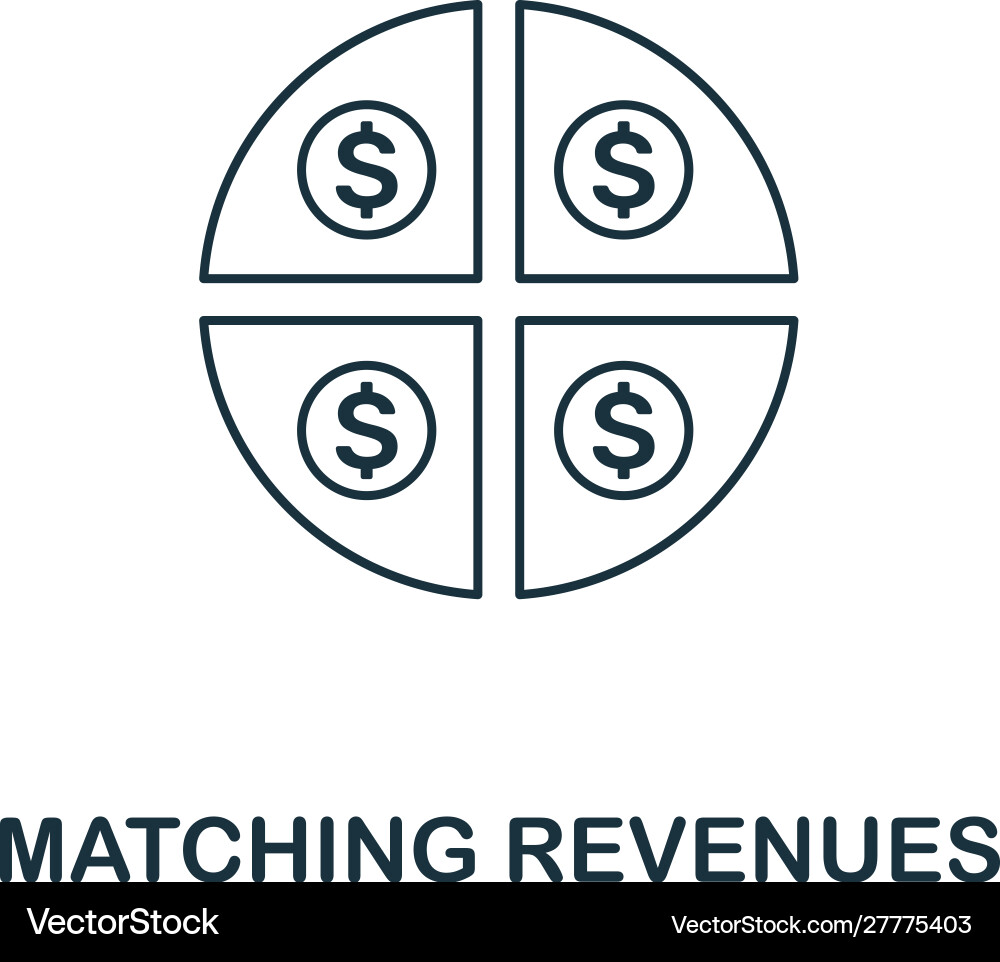 Matching revenues icon outline style thin line Vector Image