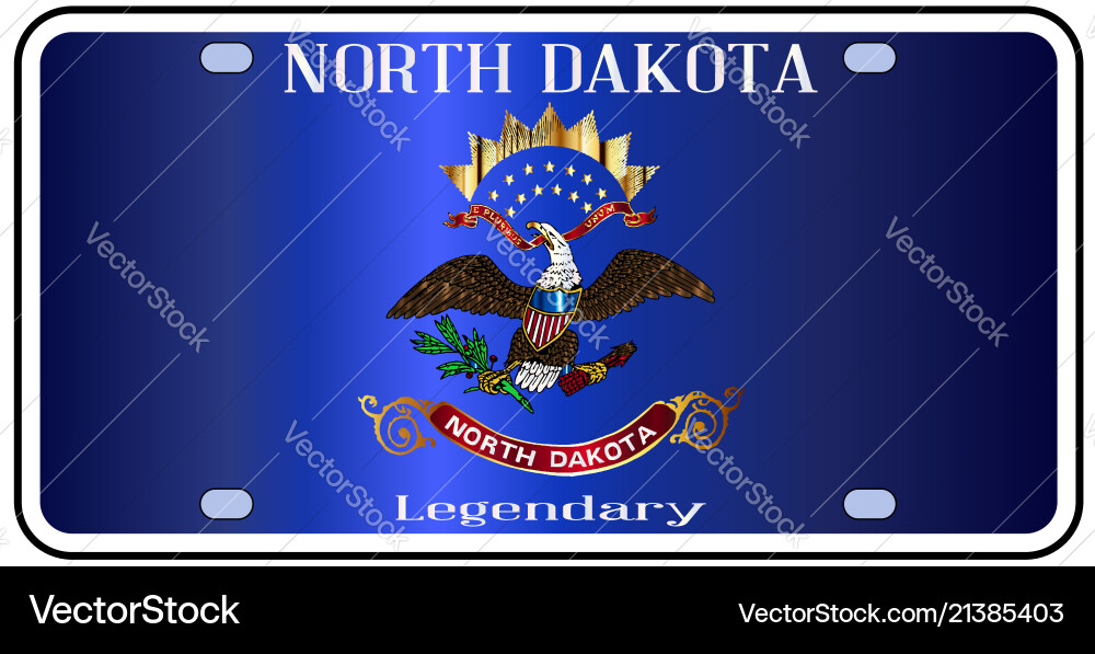 North dakota license plate flag Royalty Free Vector Image