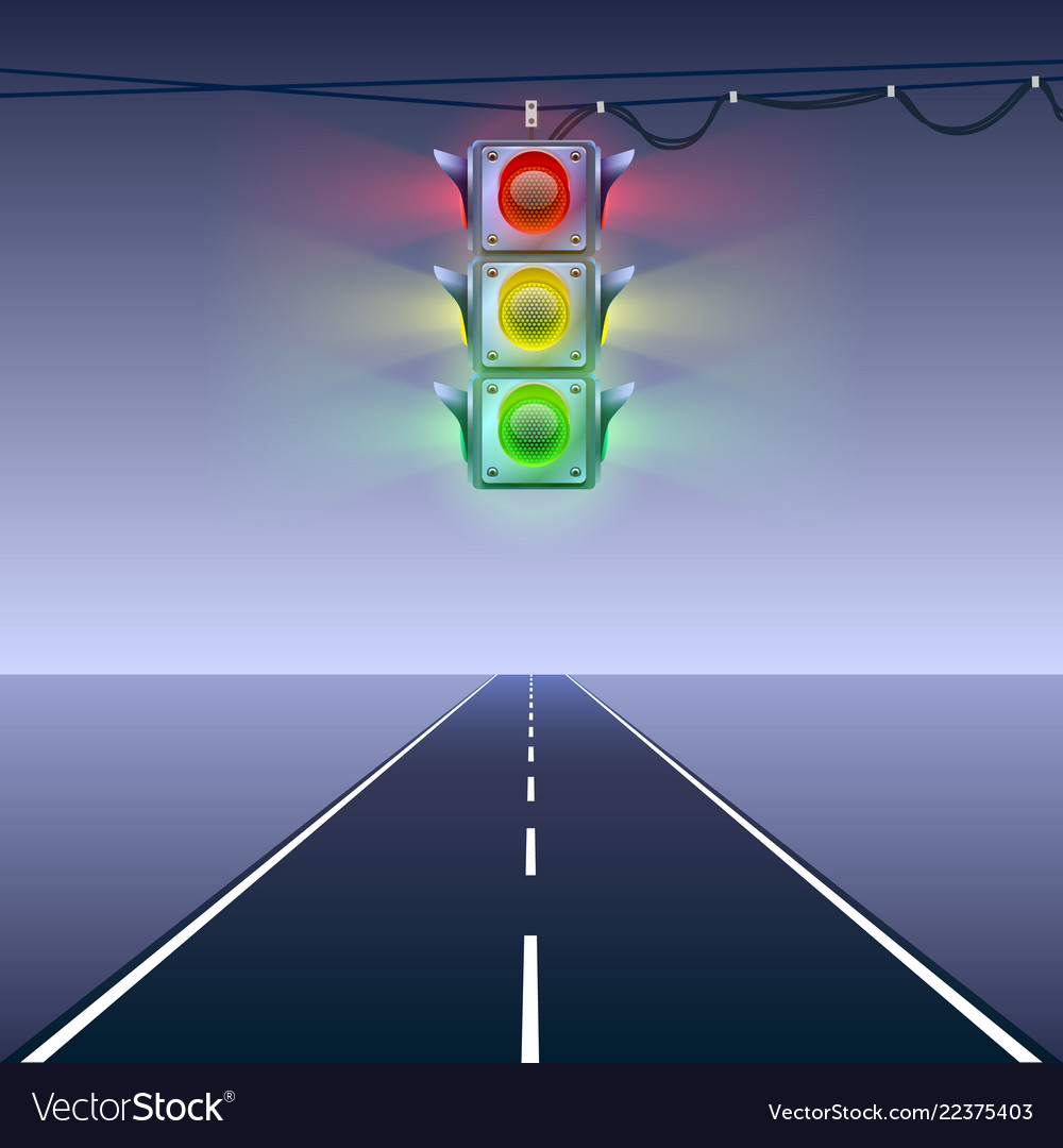 Traffic signal on a white background Royalty Free Vector