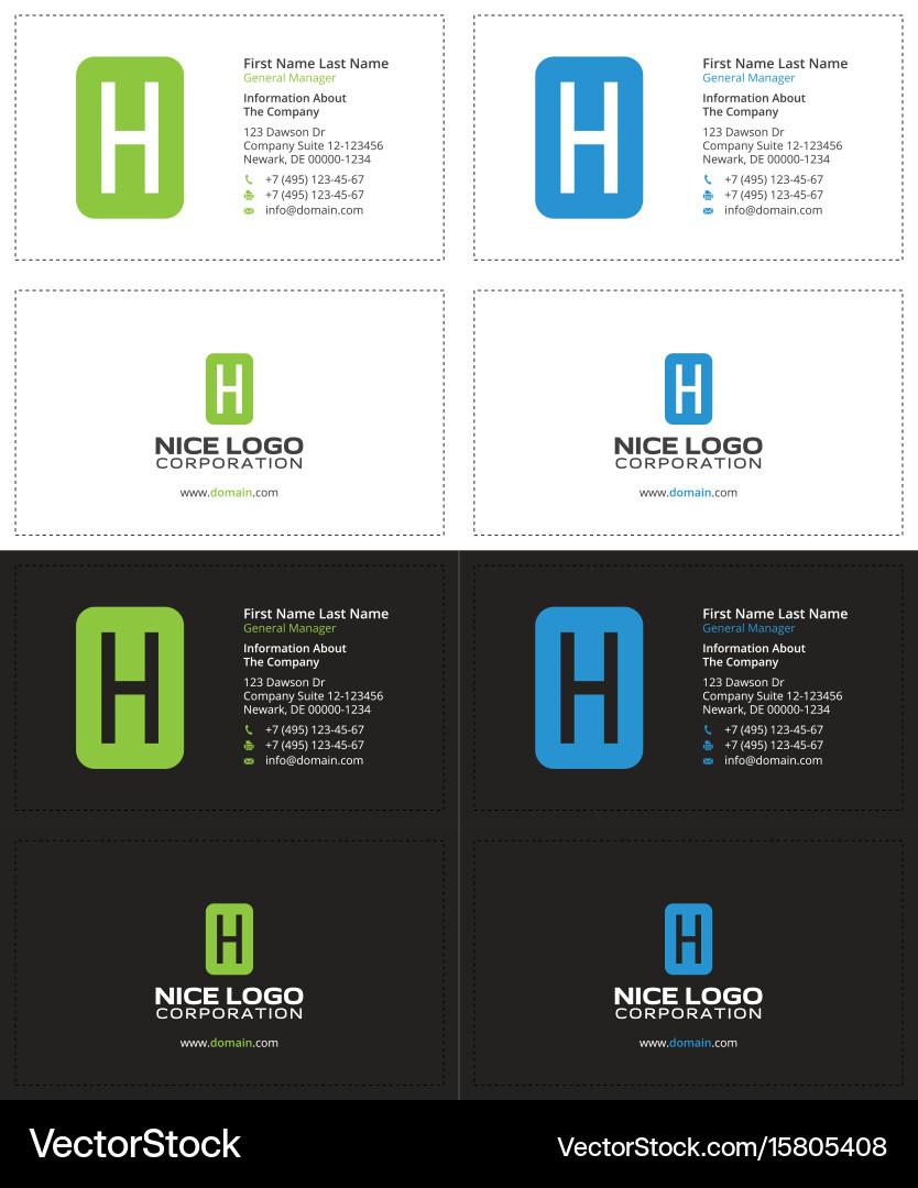 Business card with the letter h rectangle Vector Image