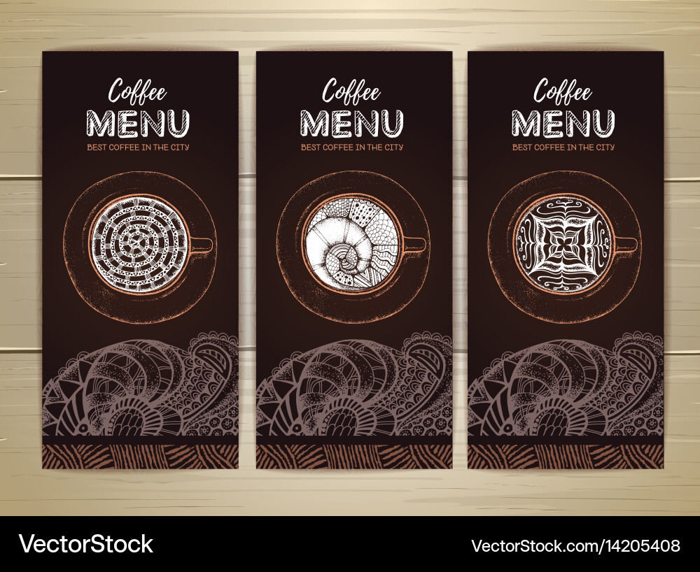 Coffee menu design sketch of cup Royalty Free Vector Image