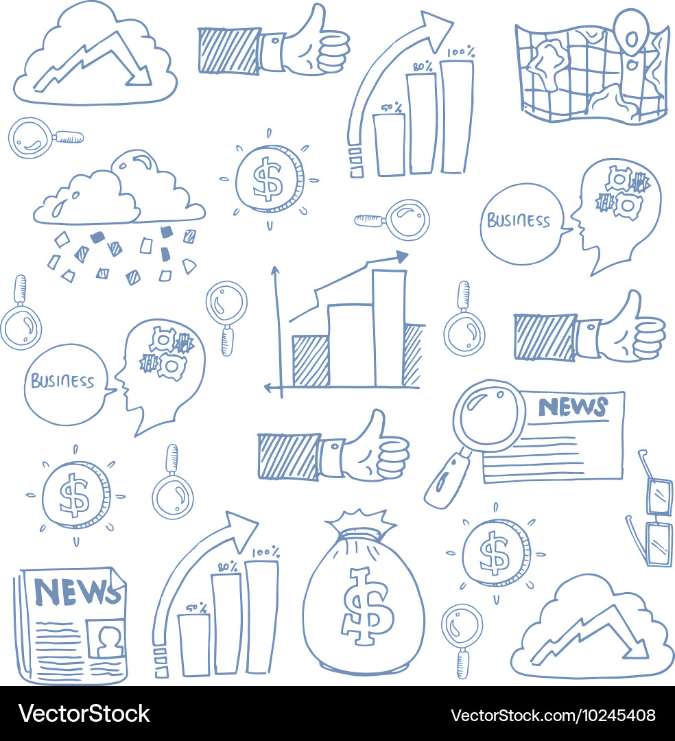 Doodle of element business icon set Royalty Free Vector