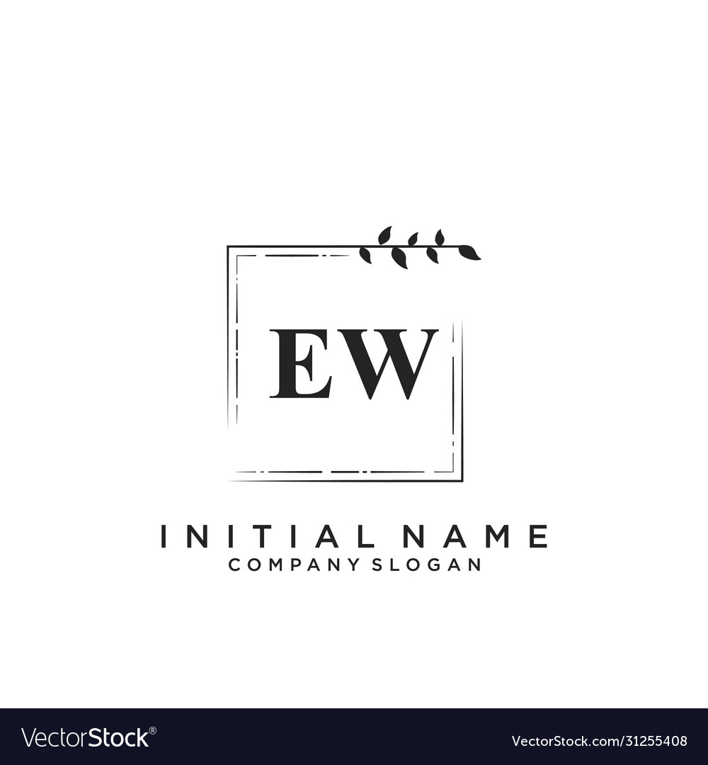Ew initial handwriting logo design Royalty Free Vector Image