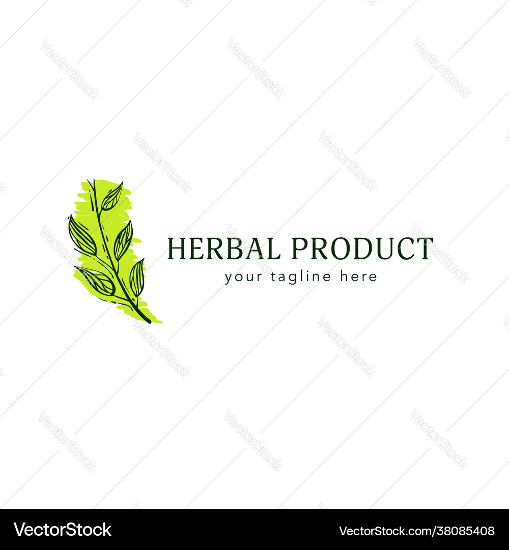 Herbal nature product logo with doodle hand Vector Image