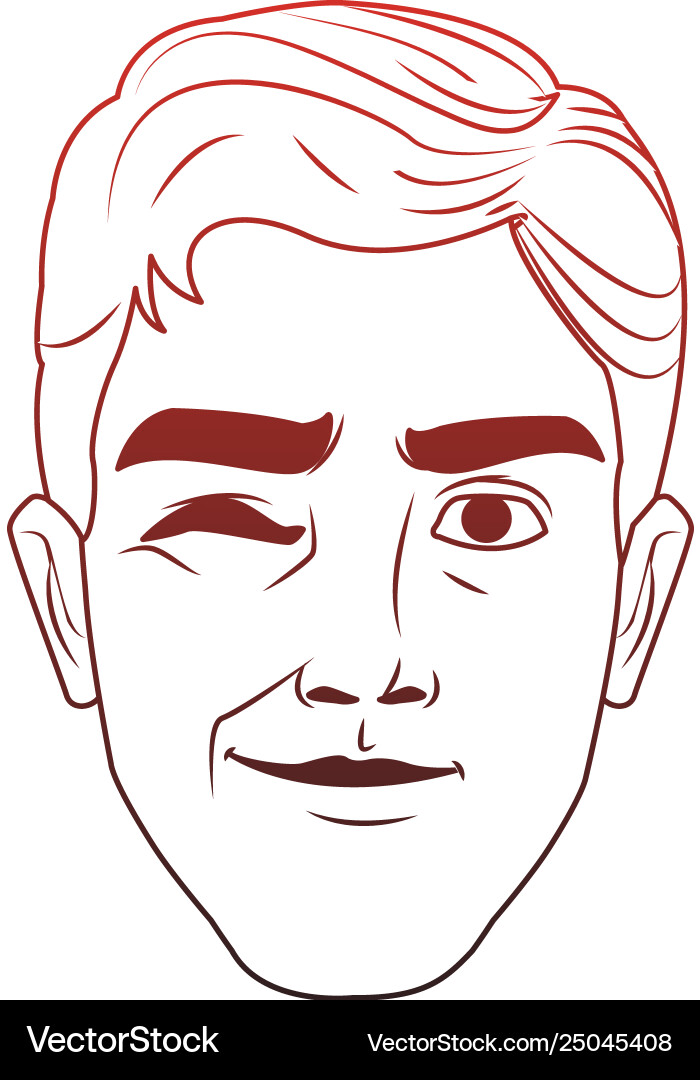 Man face pop art cartoon red lines Royalty Free Vector Image